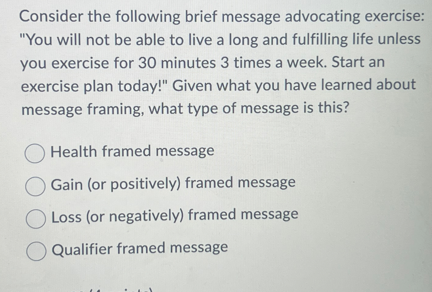 Solved Consider the following brief message advocating | Chegg.com