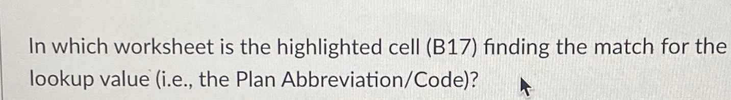 Solved In which worksheet is the highlighted cell (B17) | Chegg.com