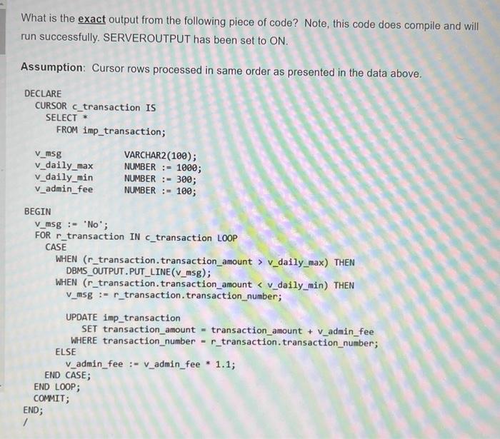 Solved Partial ERD to use for this question: IMP_TRANSACTION | Chegg.com