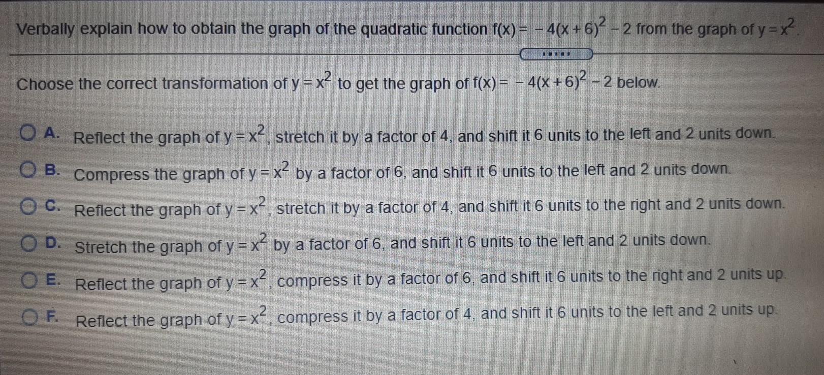Solved Verbally explain how to obtain the graph of the | Chegg.com
