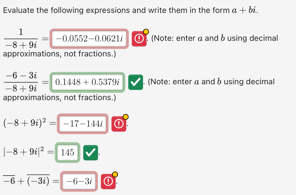 Solved Evaluate the following expressions and write them in | Chegg.com
