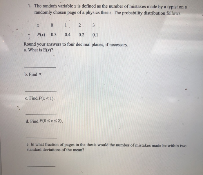 Solved 1 The Random Variable X Is Defined As The Number Of 1155