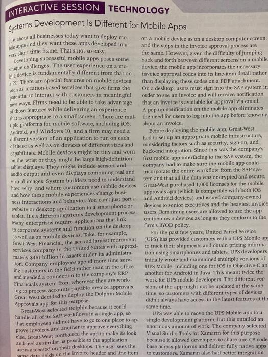 Solved INTERACTIVE SESSION TECHNOLOGY Systems Development is | Chegg.com