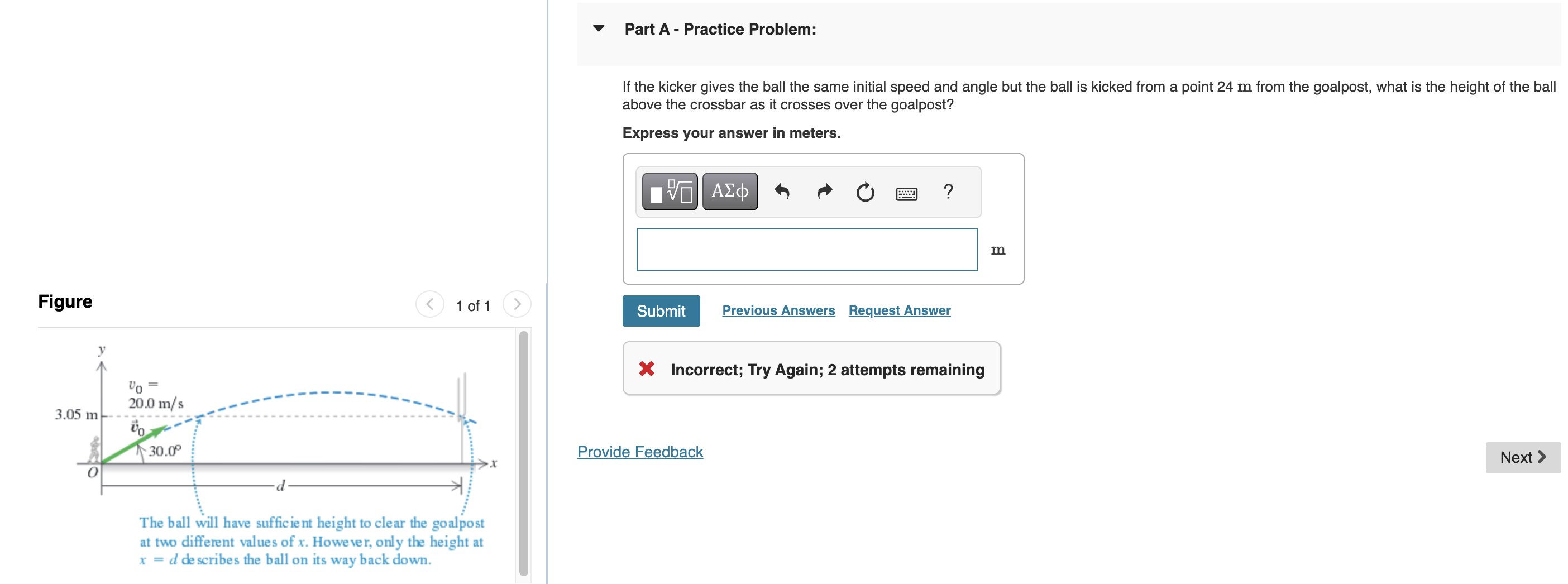 Solved Part A - ﻿Practice Problem: If the kicker gives the | Chegg.com