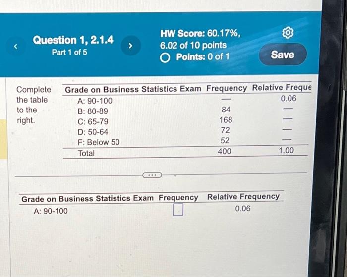 Solved \begin{tabular}{ccc} \hline Grade on Business | Chegg.com