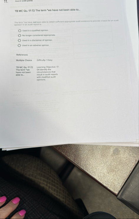 Solved Award: 2.00 ﻿pointsTB MC Qu. 17-72 ﻿The term 'we have | Chegg.com