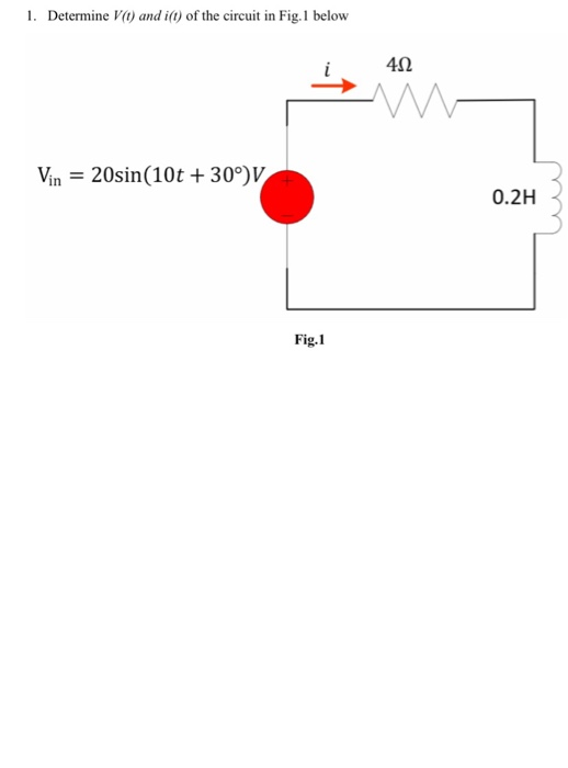 Solved 1. Determine V(t) and it) of the circuit in Fig. 1 | Chegg.com