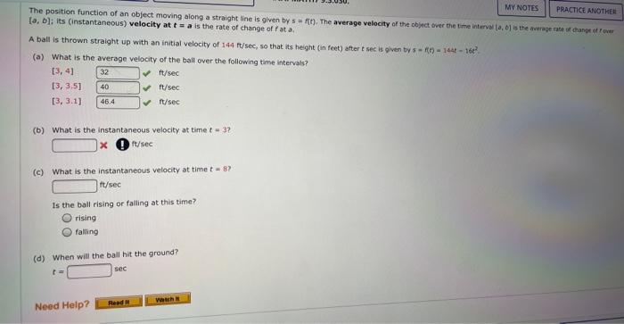 Solved The position function of an object moving along a | Chegg.com