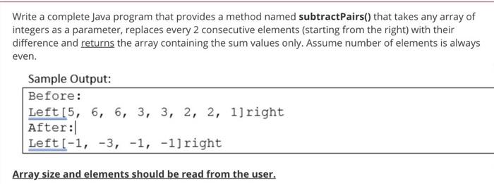 Solved Write a complete Java program that provides a method | Chegg.com