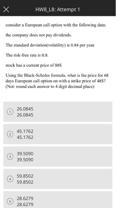 Solved consider a European call option with the following | Chegg.com