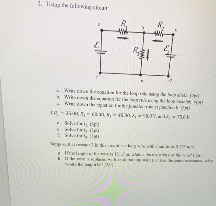 Solved 2. Using the following circuit: a R b w C w R e d a. | Chegg.com