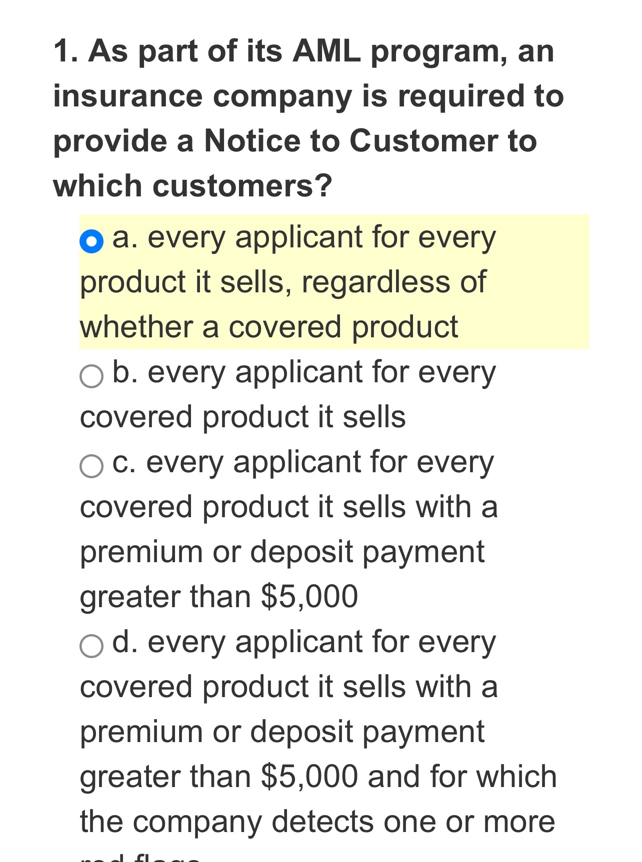Solved As part of its AML program, an insurance company is | Chegg.com