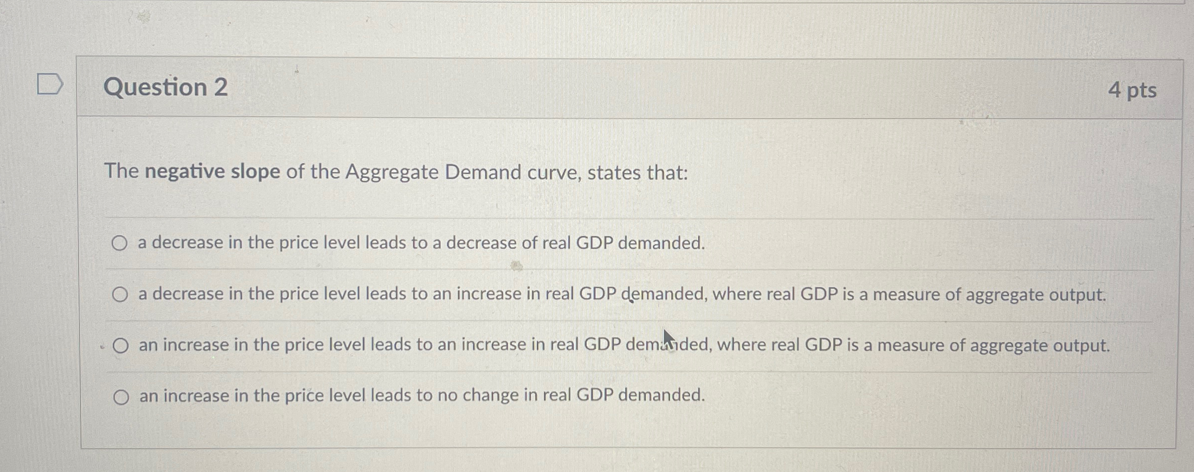 Solved Question 24 ﻿ptsThe negative slope of the Aggregate | Chegg.com