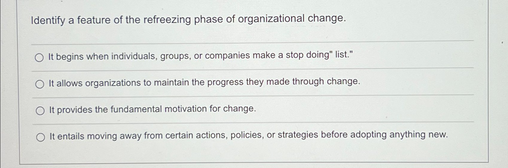 Solved Identify a feature of the refreezing phase of | Chegg.com