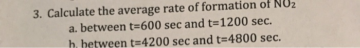 3. Calculate the average rate of formation of NO2 a. | Chegg.com