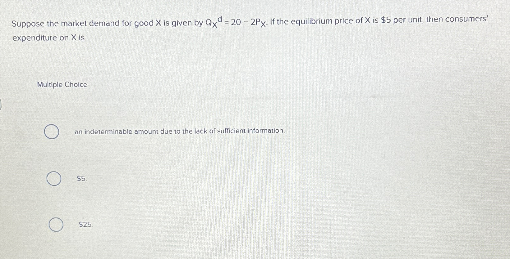 Solved Suppose the market demand for good x ﻿is given by | Chegg.com