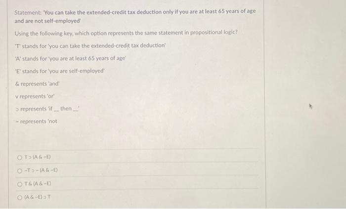 Solved Statement: You can take the extended-credit tax | Chegg.com