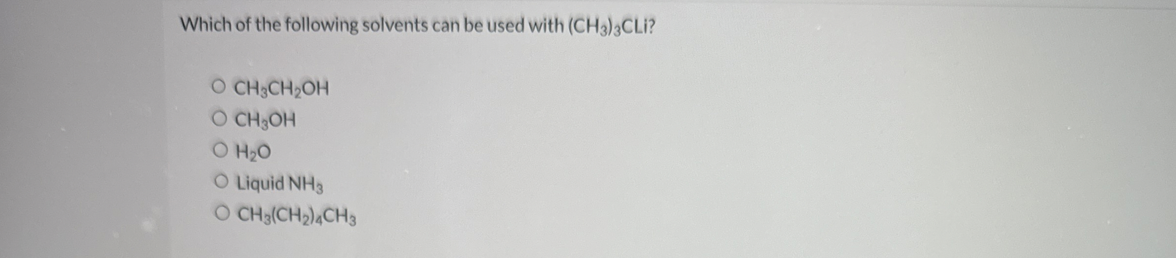 Solved Which of the following solvents can be used with | Chegg.com