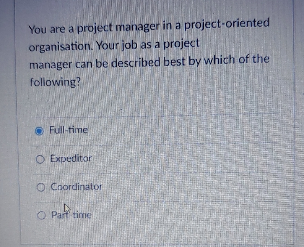 Solved You are a project manager in a project-oriented | Chegg.com