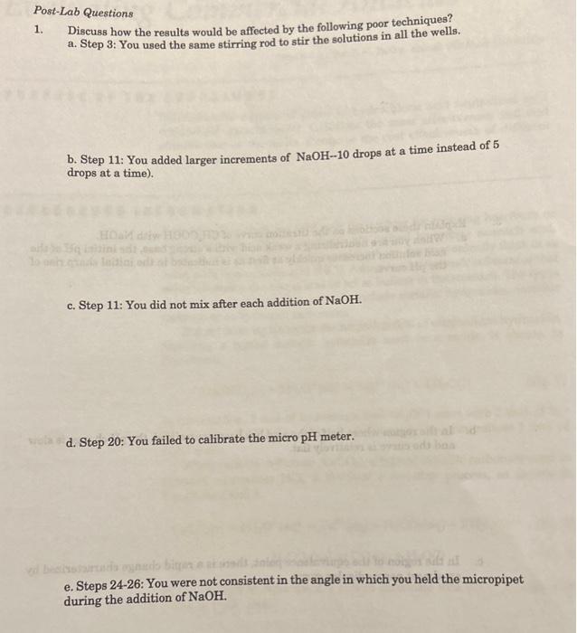 Solved Part 1 Titration Curves Using Universal Indicator | Chegg.com