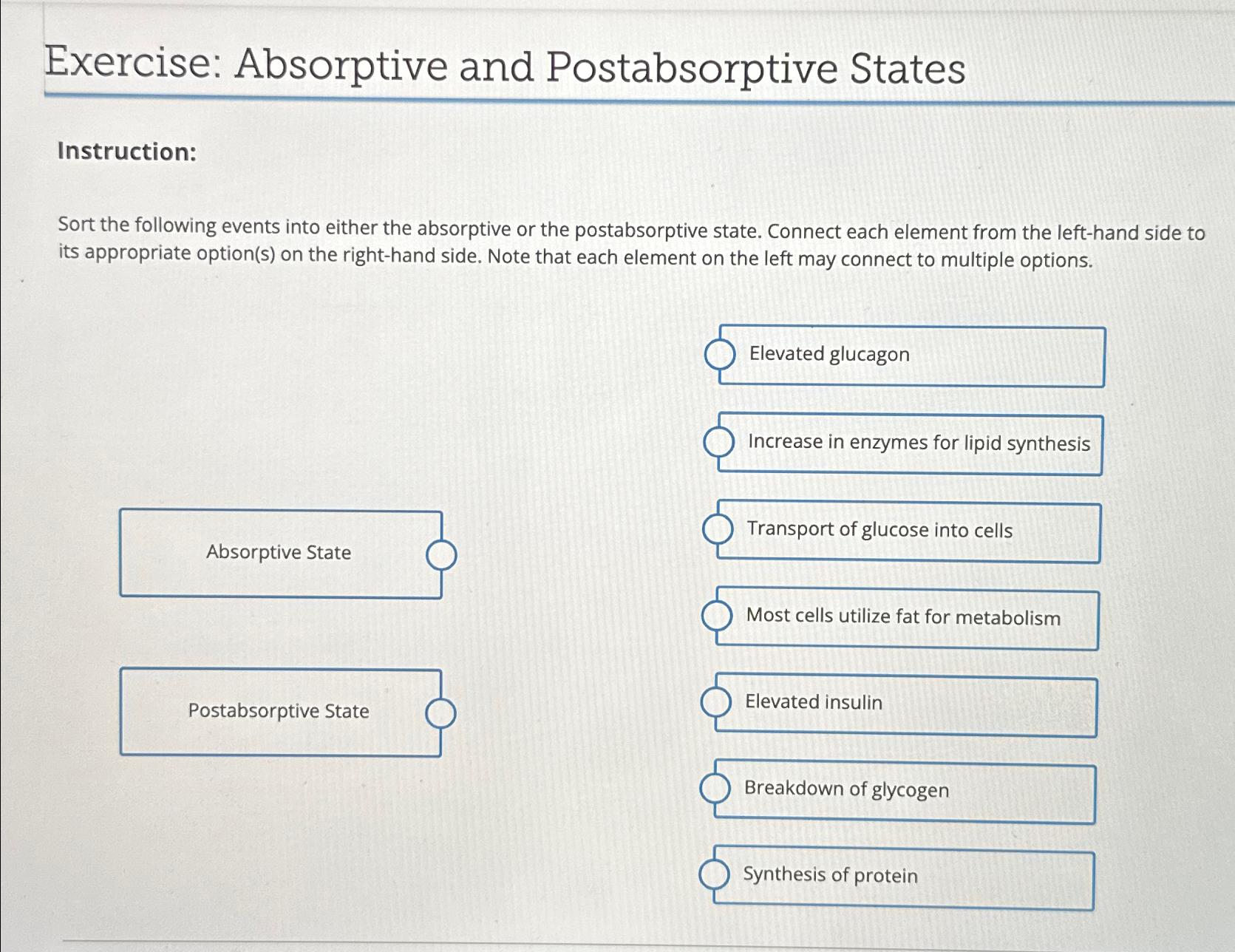 Exercise: Absorptive and Postabsorptive | Chegg.com