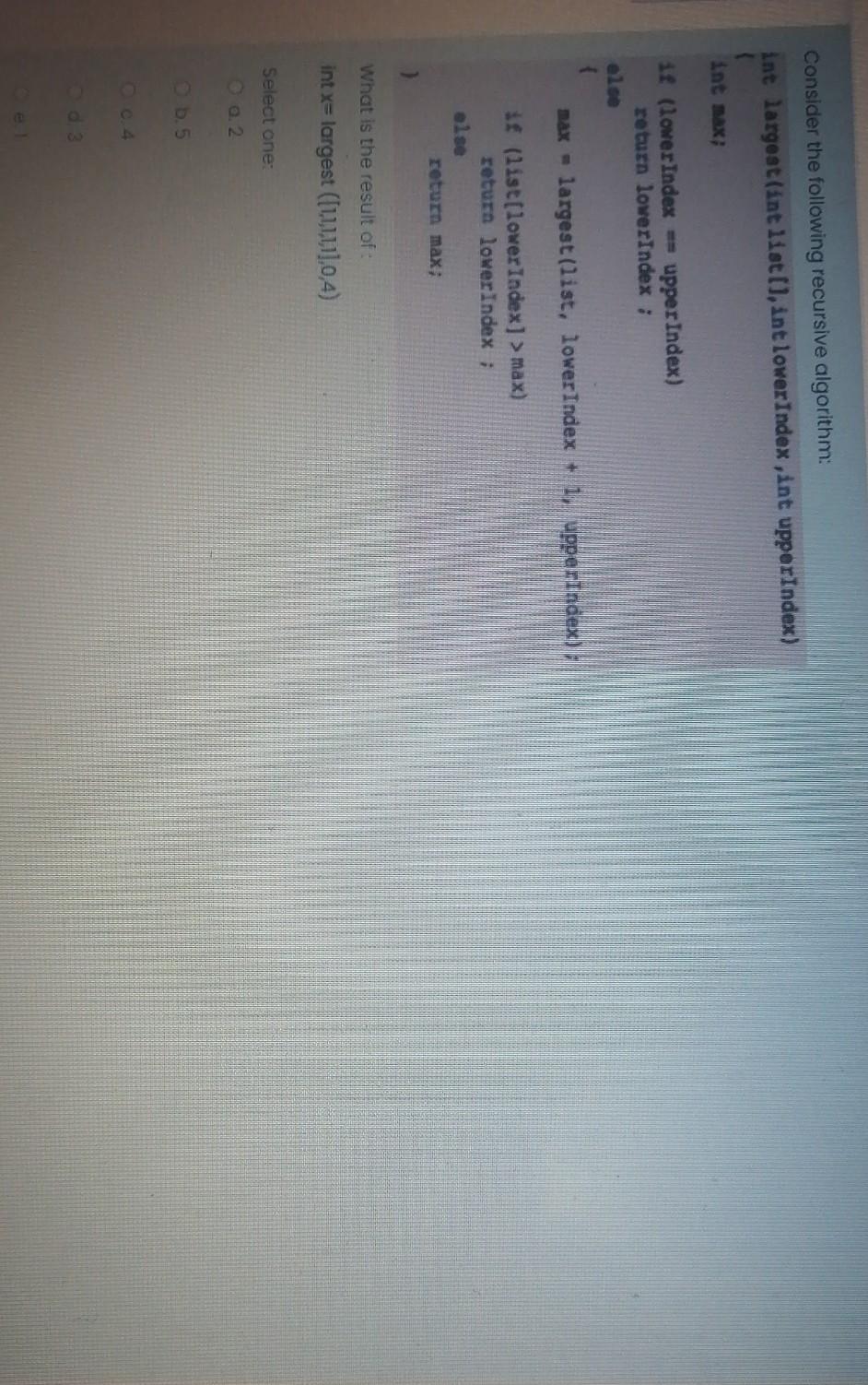 Solved Consider The Following Recursive Algorithm Int 2394