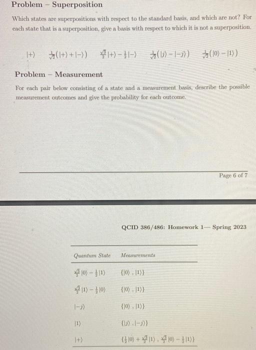 Solved Problem - Superposition Which states are | Chegg.com
