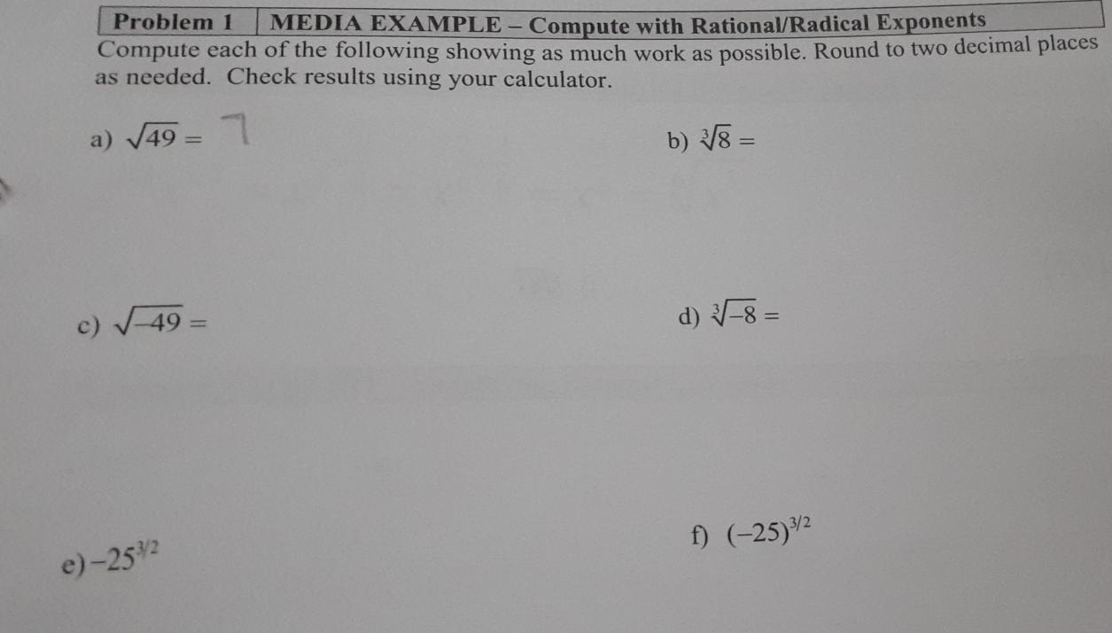 Solved Problem 1 MEDIA EXAMPLE - Compute with | Chegg.com