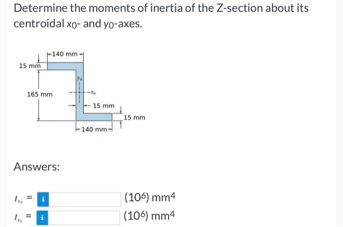 Solved Determine the moments of inertia of the Z-section | Chegg.com