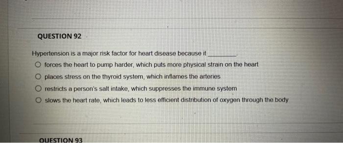 Solved Hypertension is a major risk factor for heart disease | Chegg.com