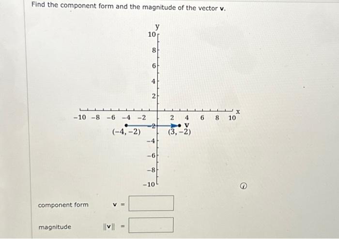 Solved Find the component form and the magnitude of the | Chegg.com