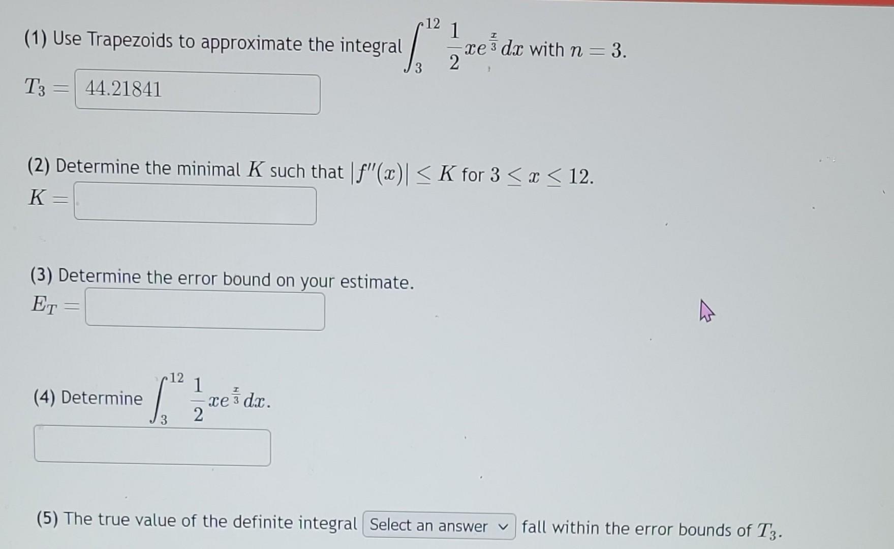 Solved (1) Use Trapezoids to approximate the integral | Chegg.com