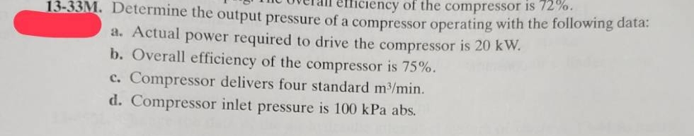 Solved q, ﻿Determine the output pressure of a compressor | Chegg.com