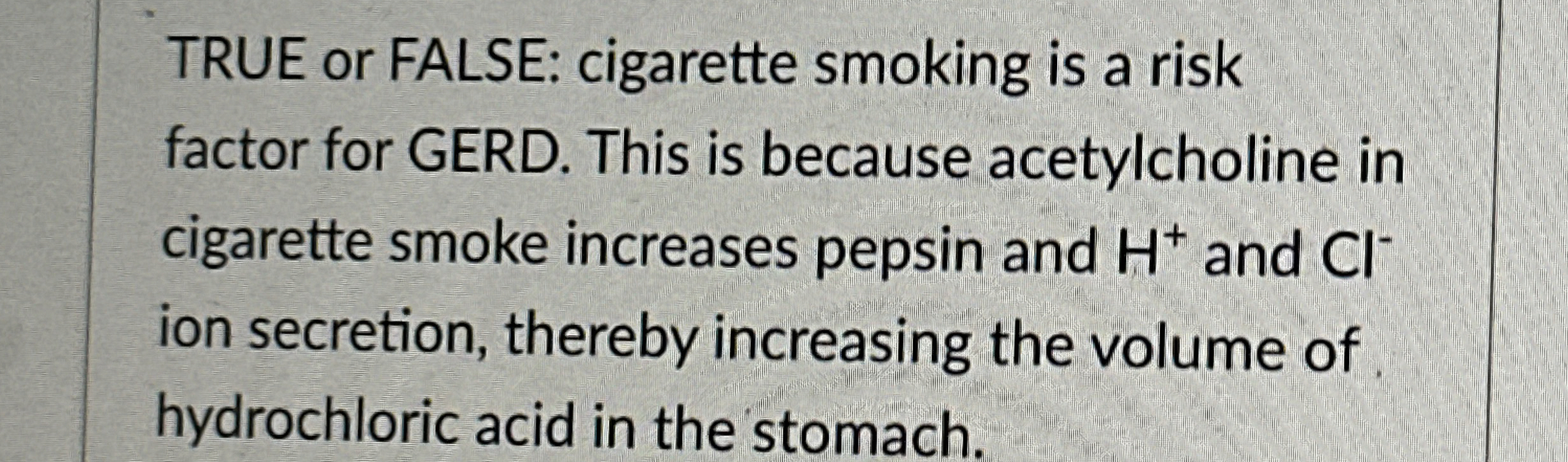 Solved TRUE or FALSE: cigarette smoking is a risk factor for | Chegg.com