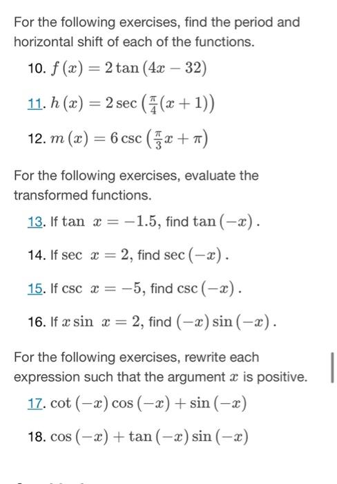 Solved For the following exercises, find the period and | Chegg.com