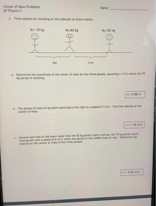 Solved Name Center of Mass Problems AP Physics 2. Three | Chegg.com