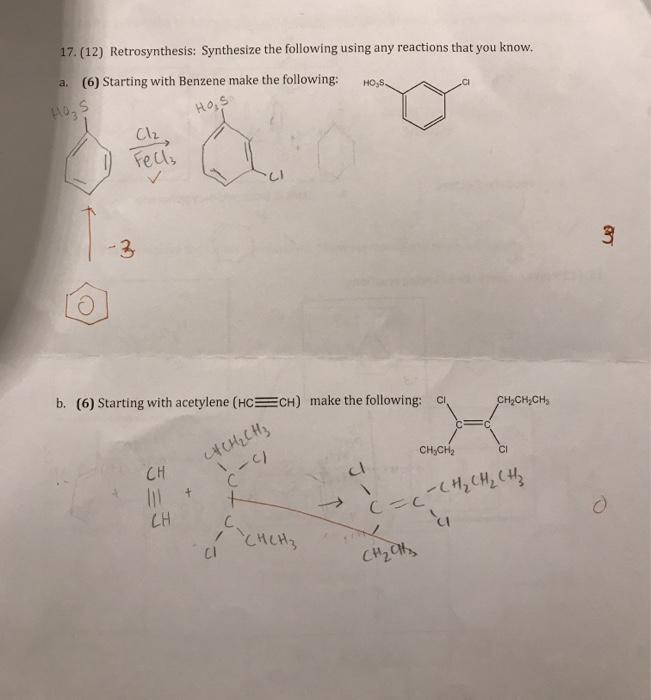 Solved 17. (12) Retrosynthesis: Synthesize the following | Chegg.com
