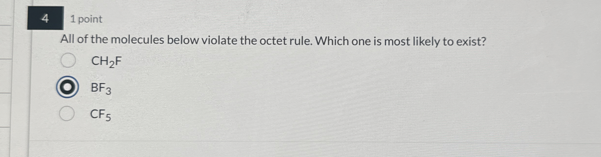 Solved 41 ﻿pointAll of the molecules below violate the octet | Chegg.com