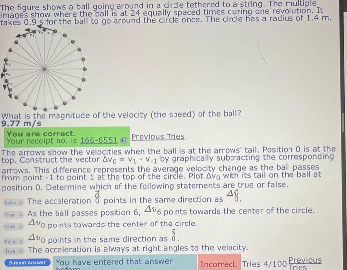Solved The figure shows a ball going around in a circle | Chegg.com