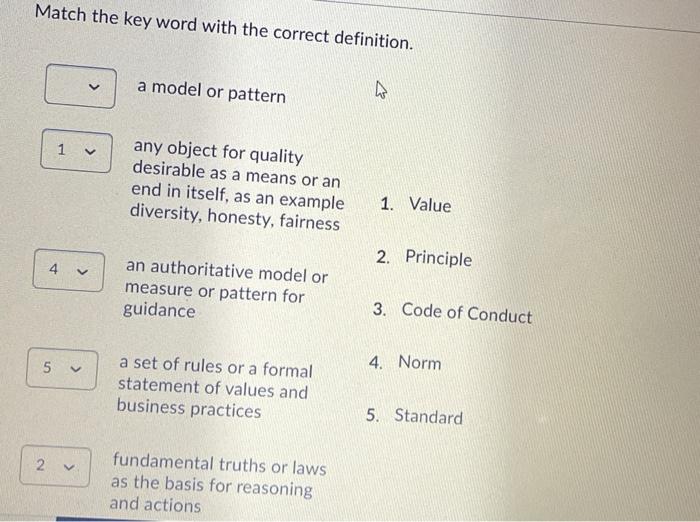 Solved Match the key word with the correct definition. a | Chegg.com