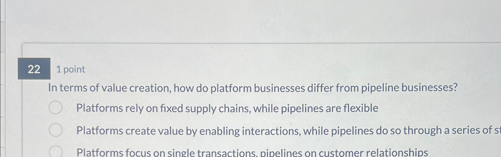 Solved 221 ﻿pointIn terms of value creation, how do platform | Chegg.com