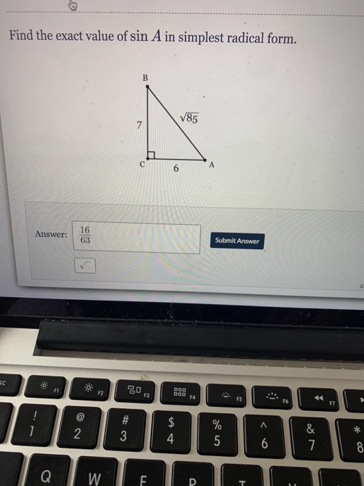 Solved Find the exact value of sin A in simplest radical | Chegg.com
