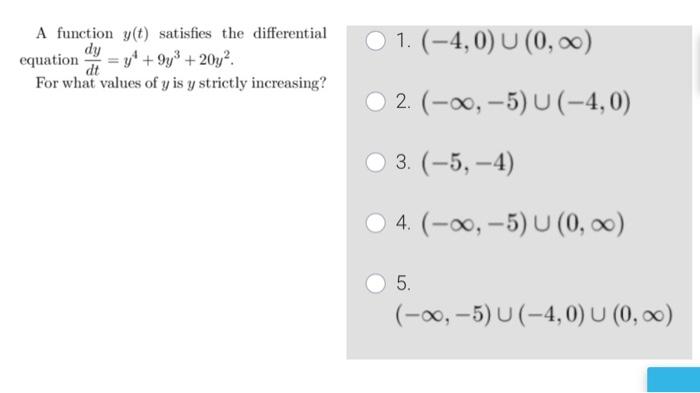 Solved A function y(t) satisfies the differential 1. | Chegg.com