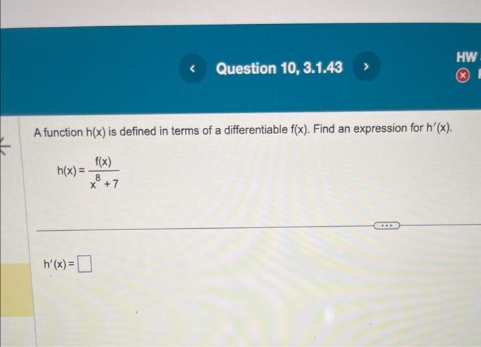 Solved A function h(x) is defined in terms of a | Chegg.com