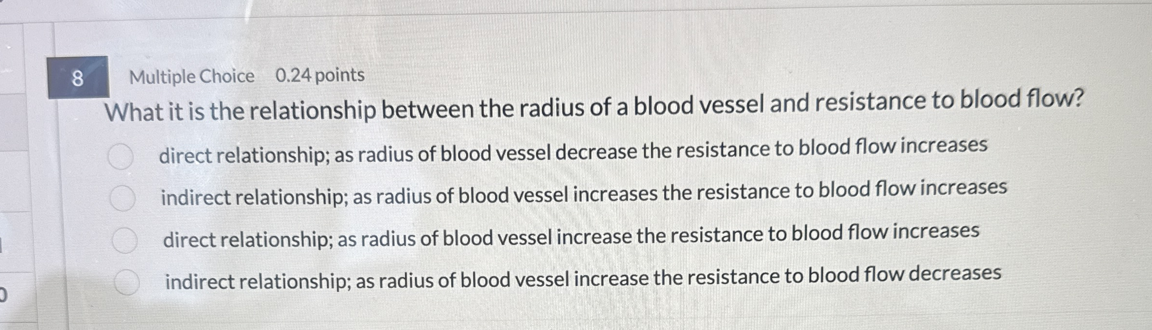 Solved 8Multiple Choice 0.24 ﻿pointsWhat it is the | Chegg.com