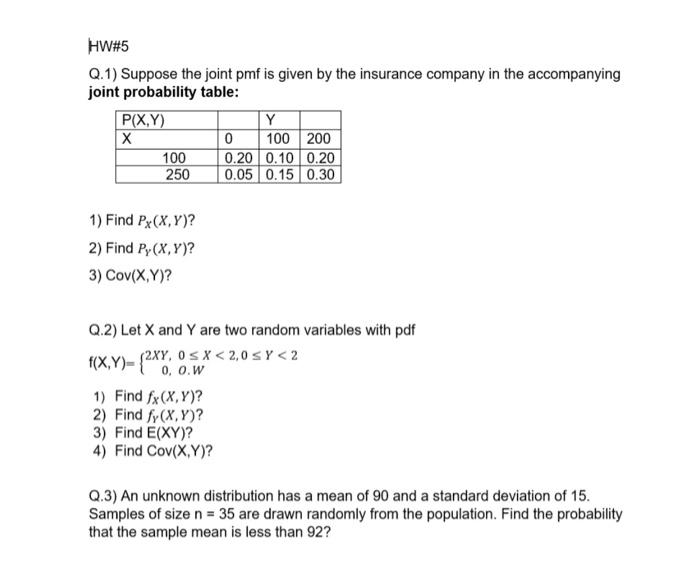 Solved Q.1) Suppose the joint pmf is given by the insurance | Chegg.com