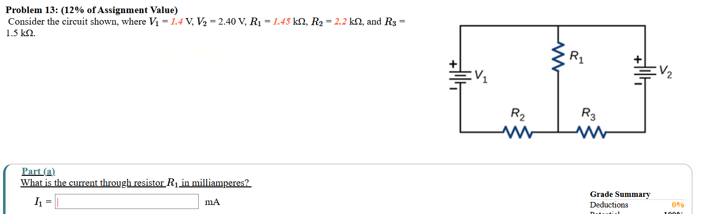 Solved Consider the circuit shown, where V1 ﻿= 1.4 V, V2 | Chegg.com