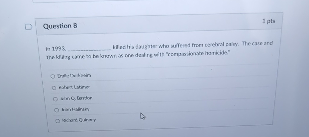 Solved Question 81 ﻿ptsIn 1993, q, ﻿killed his daughter who | Chegg.com