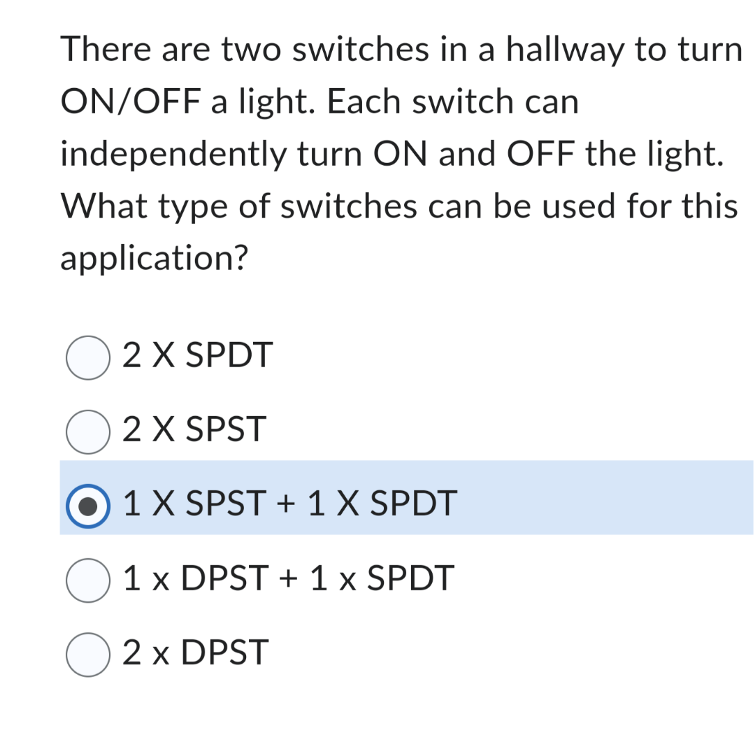 Solved There are two switches in a hallway to turn ON/OFF a | Chegg.com