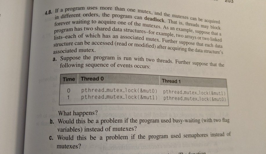 Solved 48 If A Program Uses More Than One Mutex And The 4973